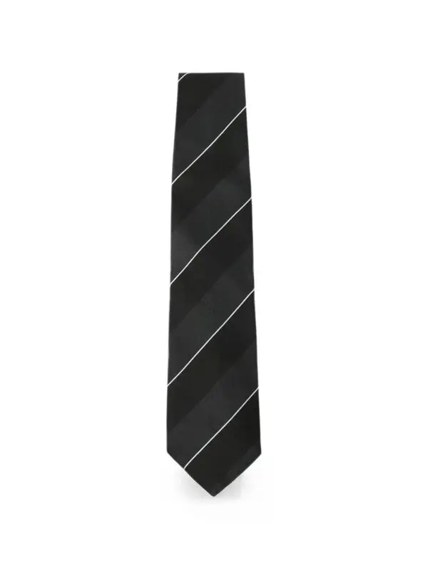 Junya Watanabe Diagonal-stripe Silk Tie - Black