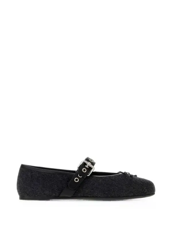Miu Miu Buckle-strap Wool Ballet Flats