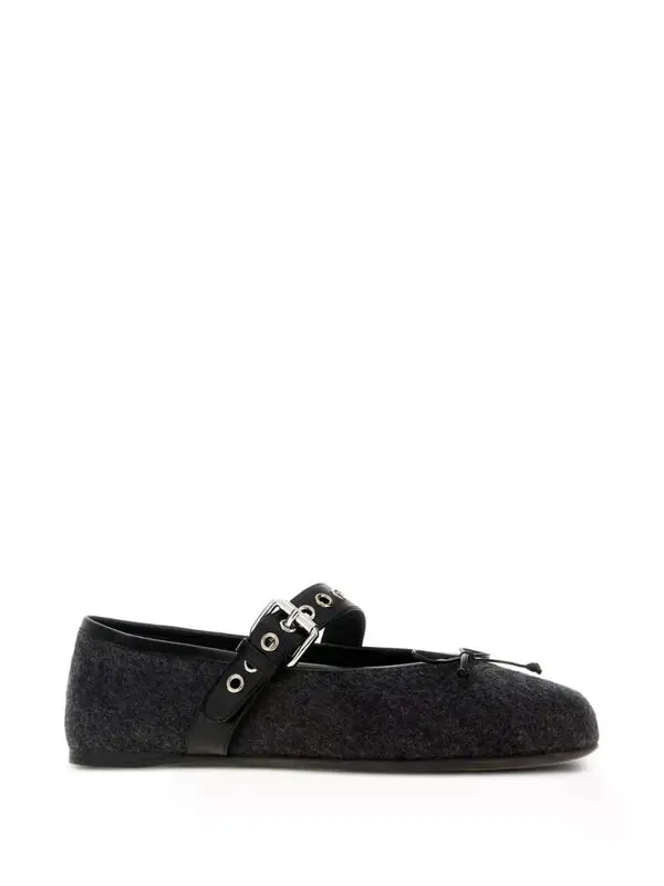 Miu Miu Buckle-strap Wool Ballet Flats