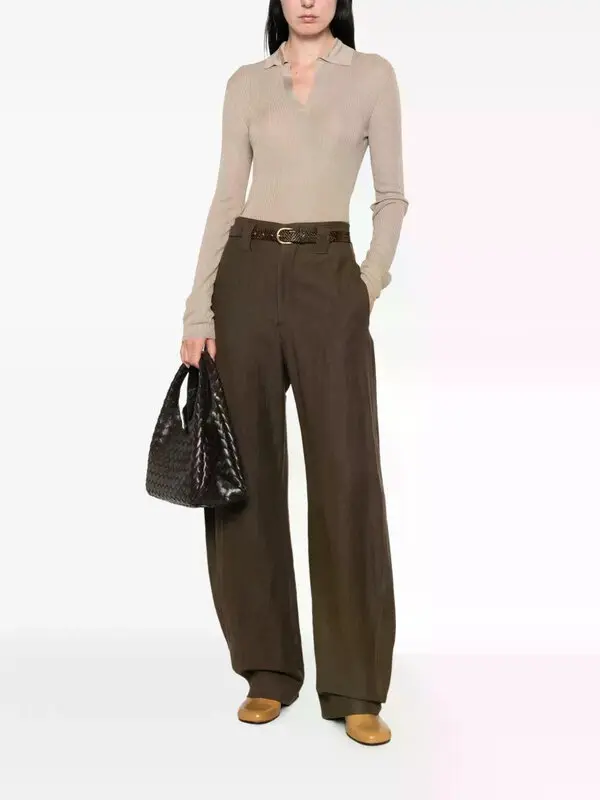 Max Mara Ribbed-knit Polo Sweater - Neutrals