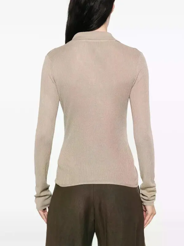 Max Mara Ribbed-knit Polo Sweater