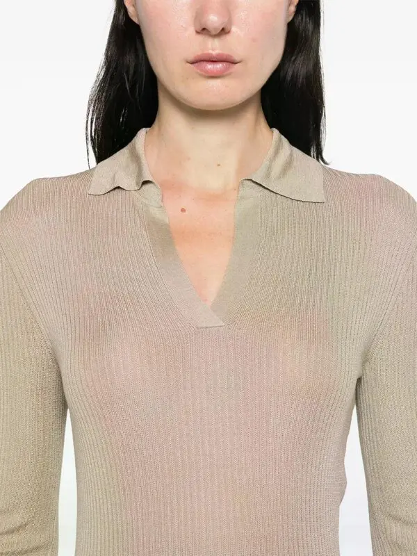 Max Mara Ribbed-knit Polo Sweater