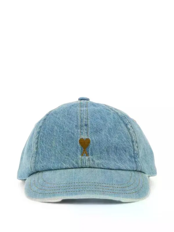 AMI Paris Denim Cotton Cap - Blue