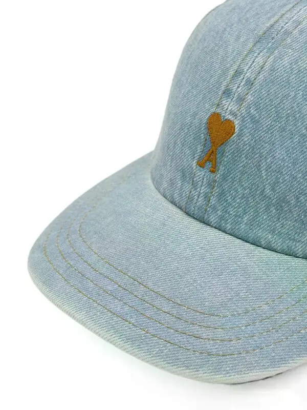 AMI Paris Denim Cotton Cap - Blue