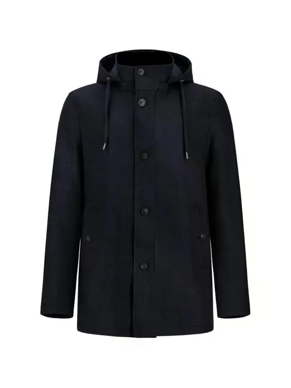 Herno Wool-blend Hooded Parka - Blue