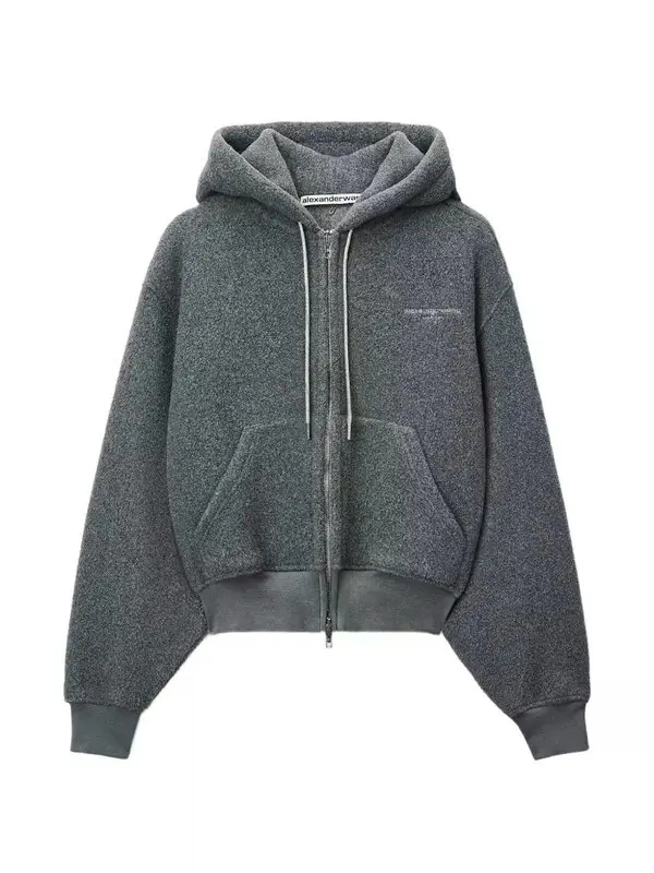 Alexander Wang Shrunken Zip-up Hoodie - Grey