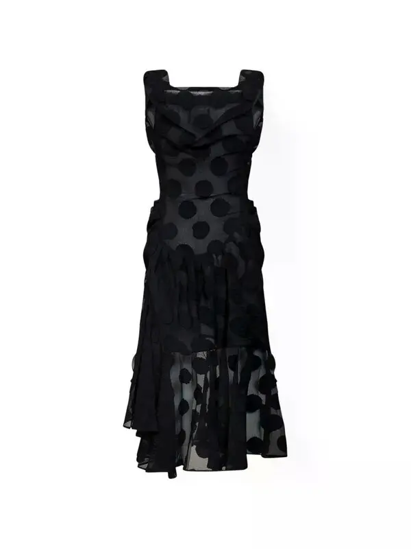 VIVIENNE WESTWOOD Ginnie Polka-dot Ruffled Asymmetric Dress - Black