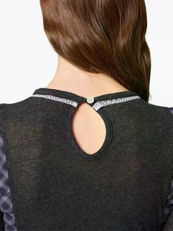 MSGM Long Sleeve T-shirt With Ruffled Trim And Embroidered Logo