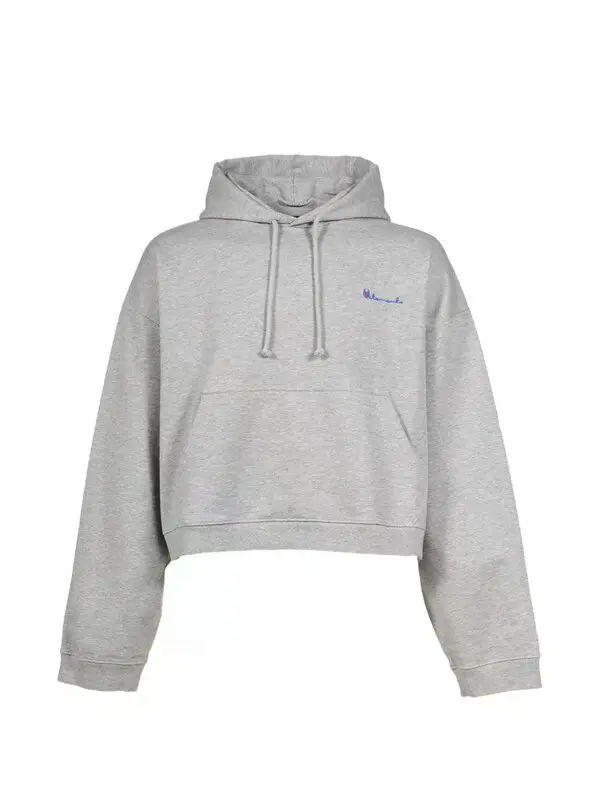 Vetements Logo-embroidered Cropped Hoodie - Grey