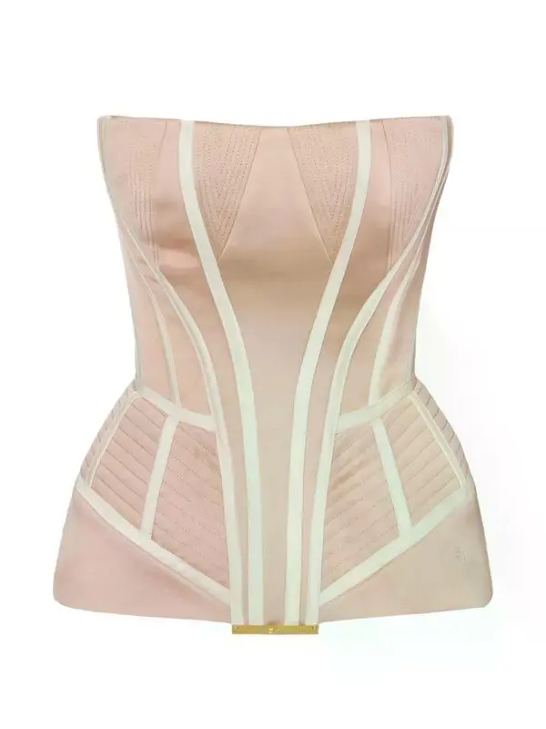 Elisabetta Franchi Duchess Satin Bustier-style Top - Pink