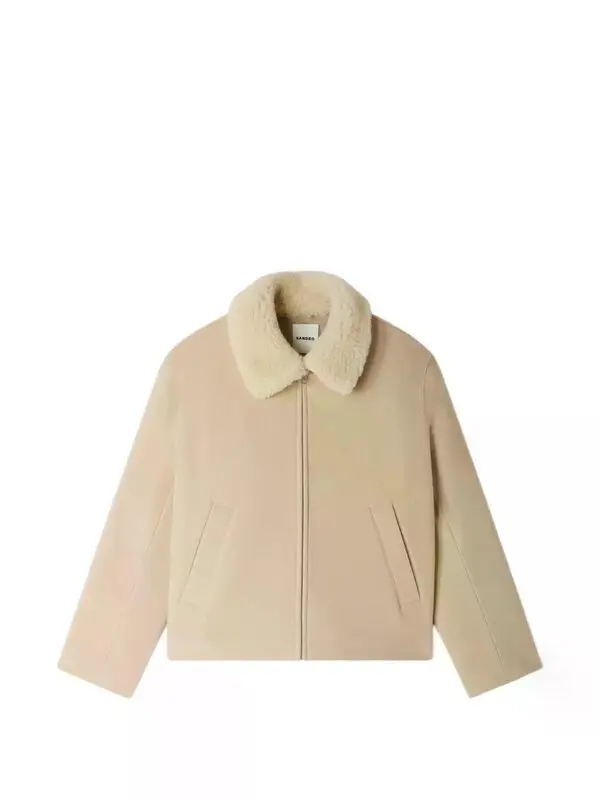 Sandro Shearling-collar Zip-up Jacket - Neutrals