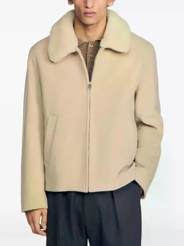 Sandro Shearling-collar Zip-up Jacket
