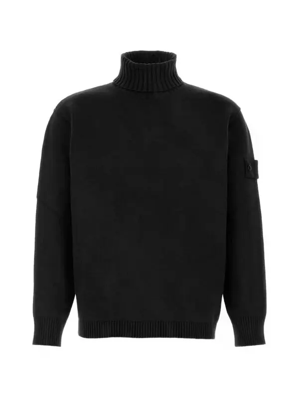Stone Island Logo-patch Roll-neck Sweater - Black