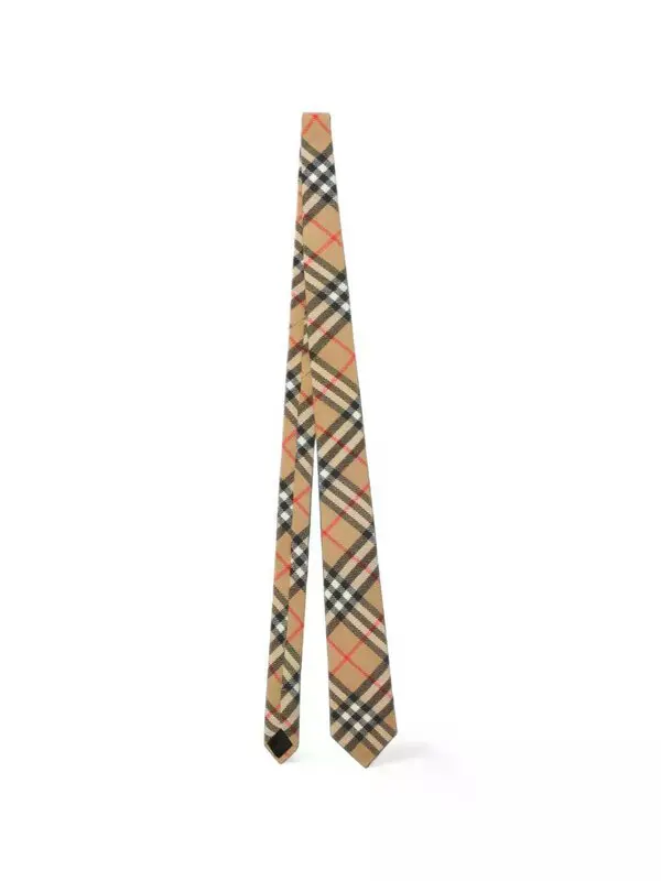 Burberry Check Wool Cashmere Tie - Neutrals