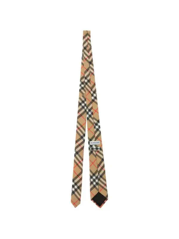 Burberry Wool Cashmere Check Tie - Neutrals