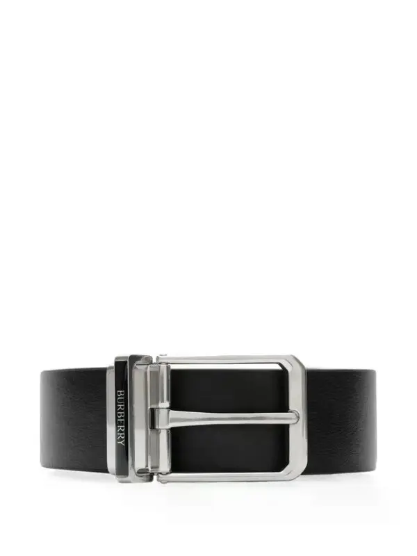 Burberry Reversible Leather Enamel-logo Belt - Black