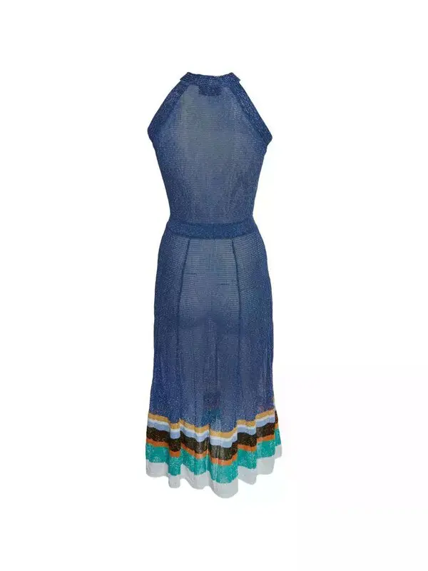 Missoni Sleeveless Striped Knit Midi Dress - Blue
