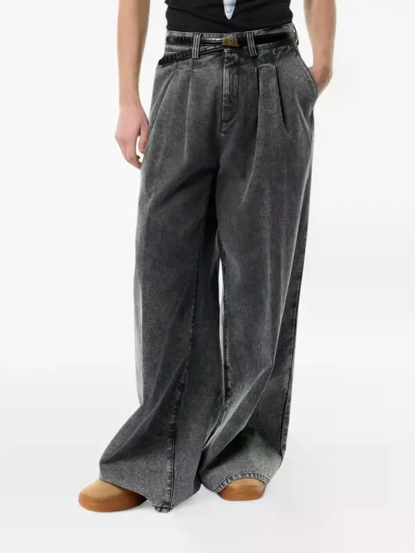 ERL Pleated Wide-leg Jeans - Black