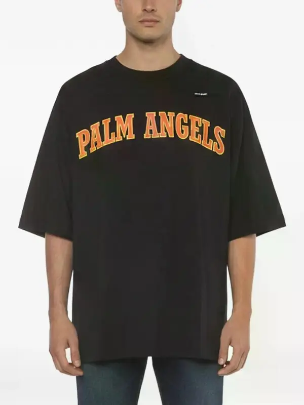 Palm Angels Logo Print Jersey T-shirt - Black