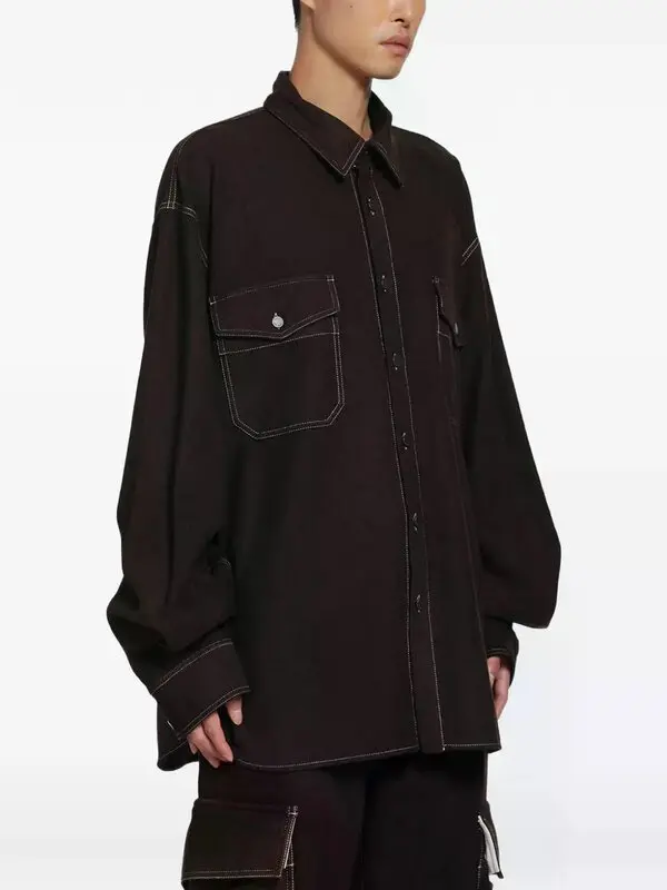 UMA WANG Tavis Contrast-stitch Oversized Shirt
