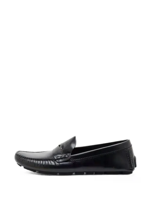 LOUIS VUITTON Logo-embossed Leather Loafers - Black