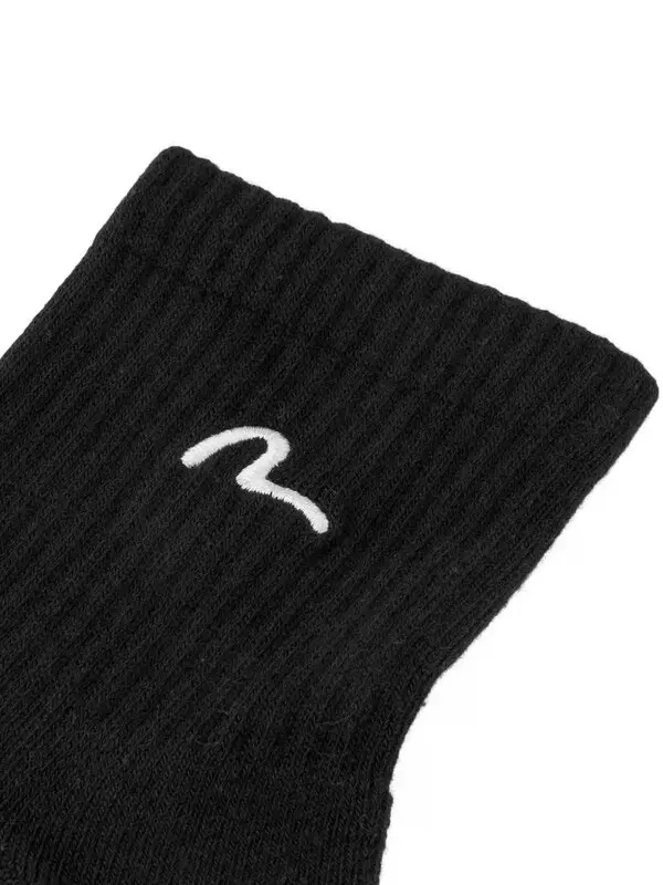 EVISU Seagull Logo-embroidered Socks - Black