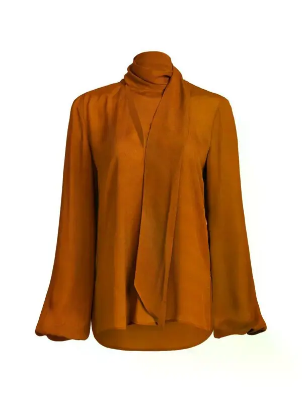Silvia Tcherassi Alanis Scarf-neck Blouse - Brown