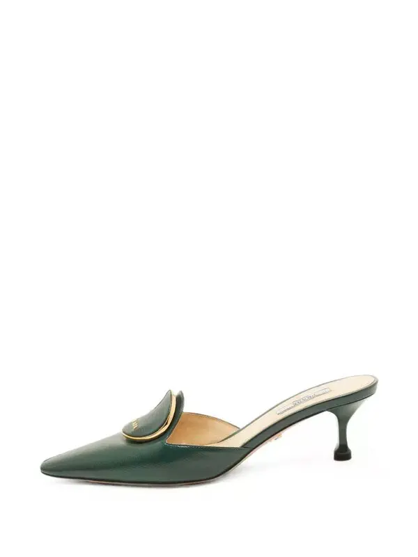 Prada Pointed-toe Leather Mules - Green