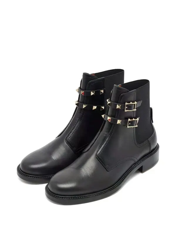 Valentino Garavani Rockstud Buckled Ankle Boots - Black