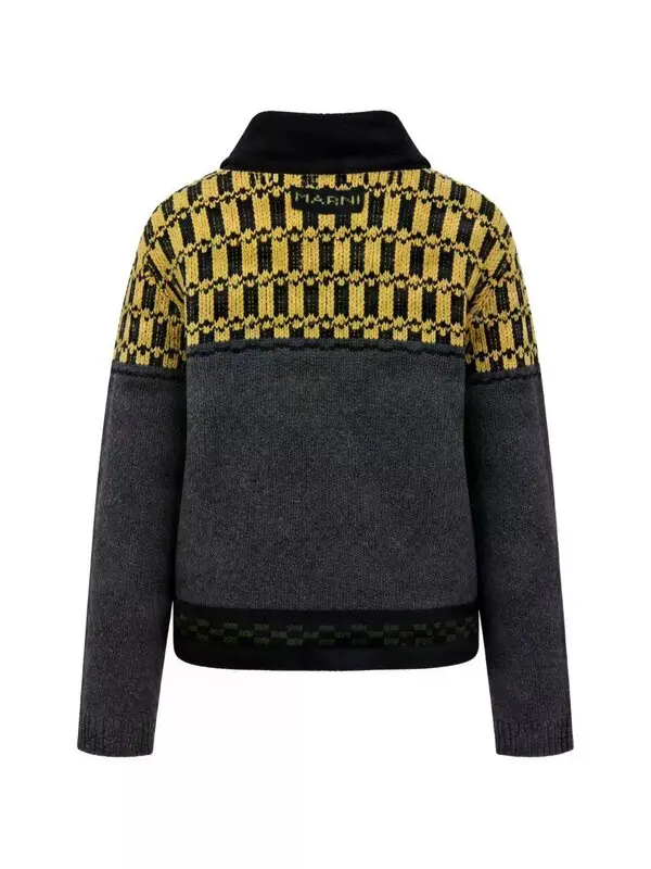 Marni Geometric-pattern Shawl-collar Cardigan