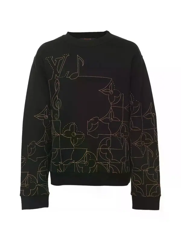 LOUIS VUITTON Embroidered Crew Neck Long Sleeve Sweater