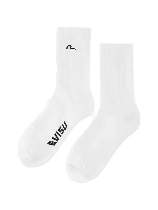 EVISU Seagull Logo-embroidered Socks - White
