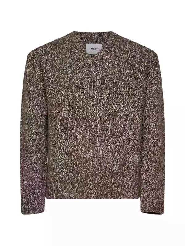 Nn07 Flint Marl-knit V-neck Sweater
