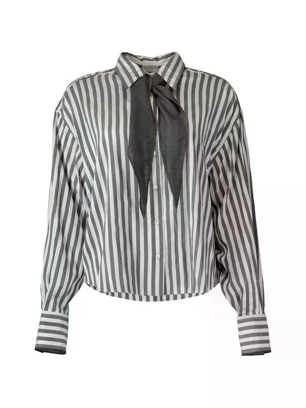Brunello Cucinelli Wide-stripe Relaxed Shirt - Grey