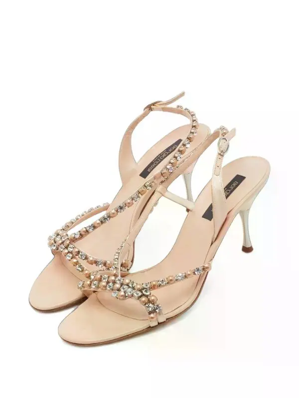 SERGIO ROSSI Crystal-embellished Slingback Sandals - Neutrals