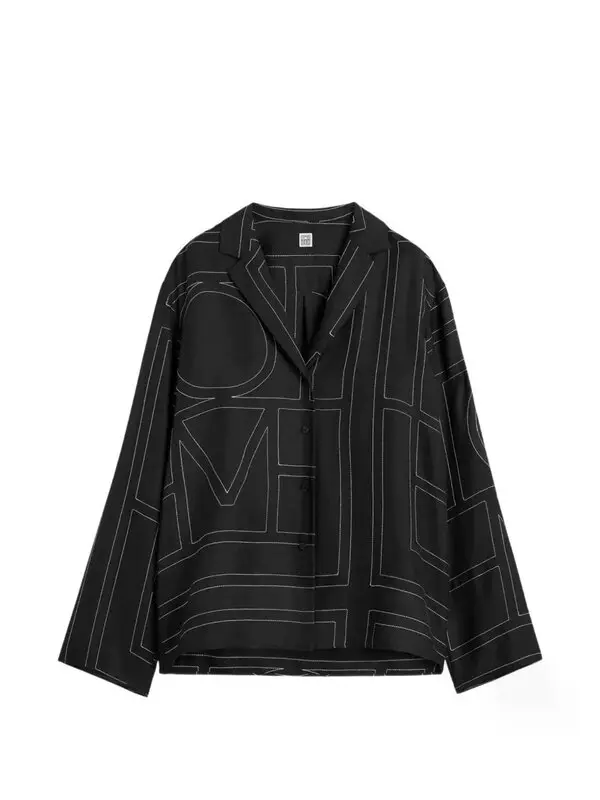 TOTEME Monogram Silk Pj Top - Black