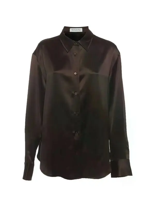 THE FRANKIE SHOP Satin-finish Long-sleeve Shirt - Brown