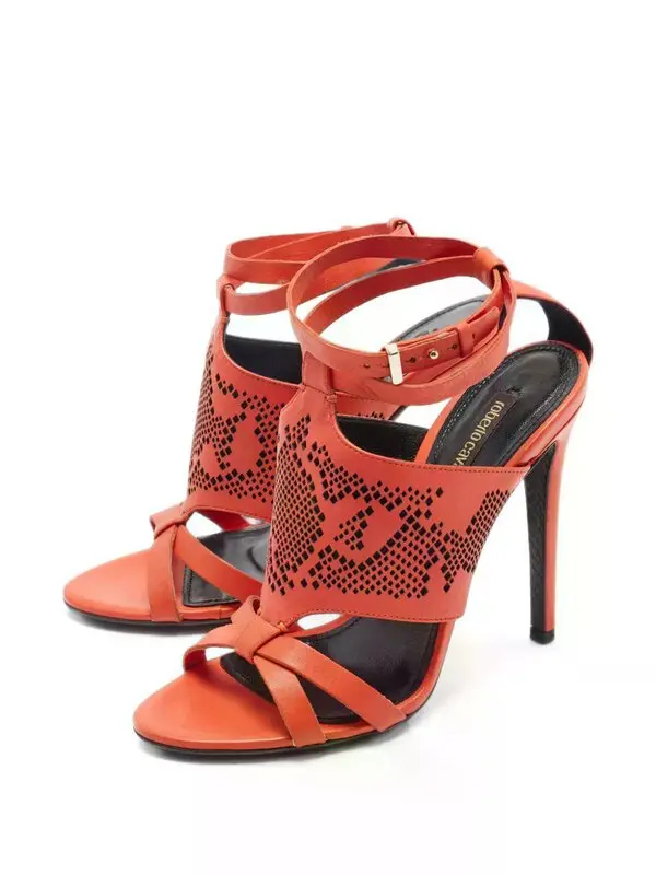 Roberto Cavalli Laser-cut Ankle-strap Sandals - Orange