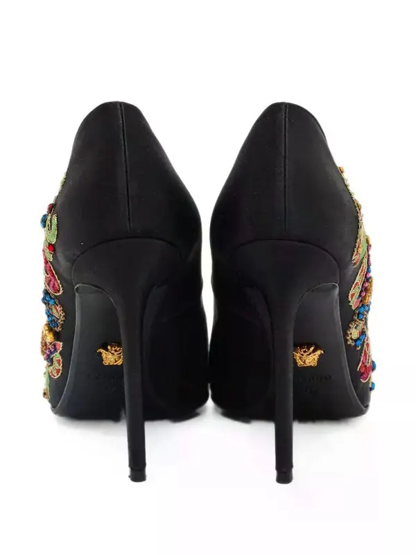 Versace Embroidered Pointed-toe Pumps