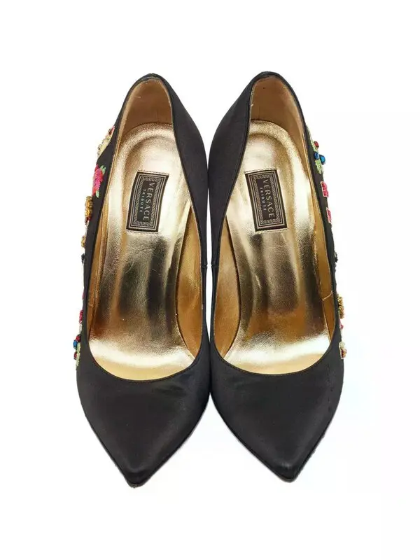 Versace Embroidered Pointed-toe Stiletto Pumps