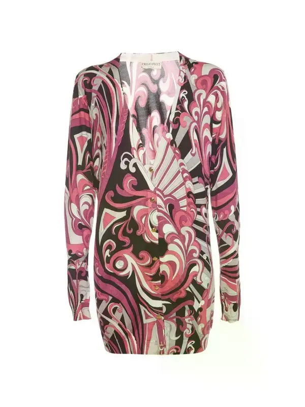 Emilio Pucci Abstract-print Cardigan - Pink