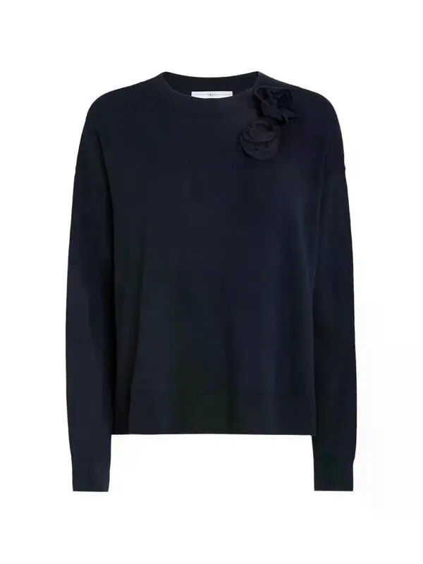High Quick-step Floral-appliqué Sweater - Blue