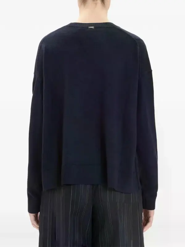 High Floral Appliqué Fine-knit Sweater