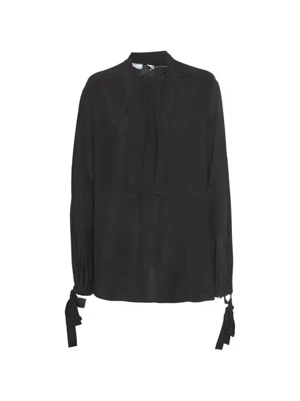 Prada Gathered Neck-tie Blouse - Black