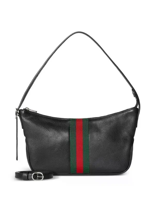 Gucci Web-stripe Calf Leather Messenger Bag - Black