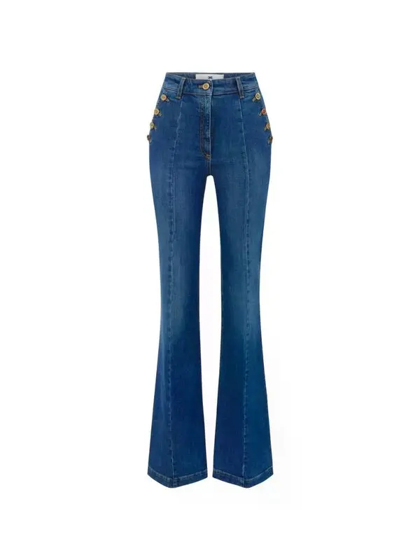 Elisabetta Franchi Palazzo Jeans With Row Of Buttons - Blue