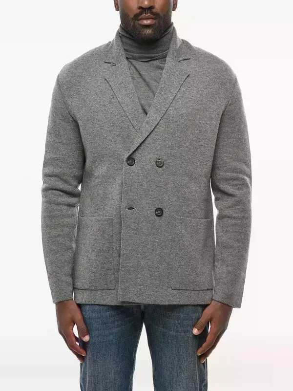 Malo Knit Double-breasted Blazer - Grey