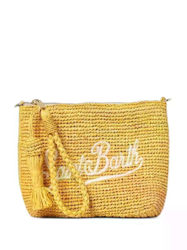 MC2 SAINT BARTH Embroidered-logo Raffia Clutch Bag