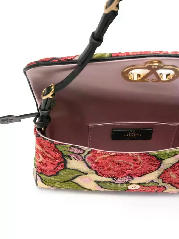 Valentino Garavani Vlogo Floral-beaded Shoulder Bag