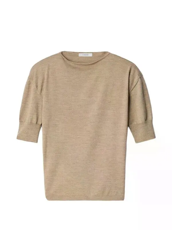 LEMAIRE Short-sleeve Sweater In Fine Merino Wool - Neutrals